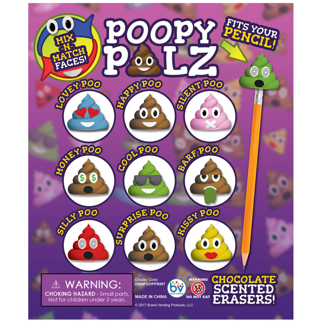 Poopy Palz Erasers Double-Sided Printed Display (6″ x 5″) – Brand ...
